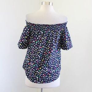 J. Crew | Tops | Jcrew Off Shoulder Top In Ratti Happy Cat Print | Poshmark